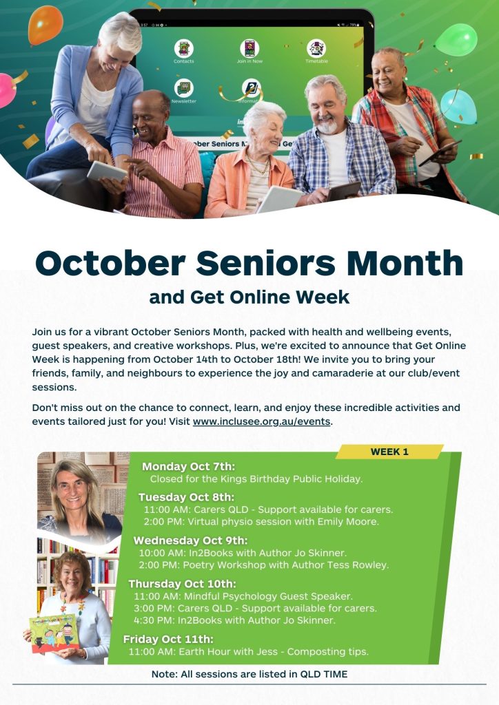 Inclusee Poetry Workshop with Tess Rowley - Queensland Seniors Month