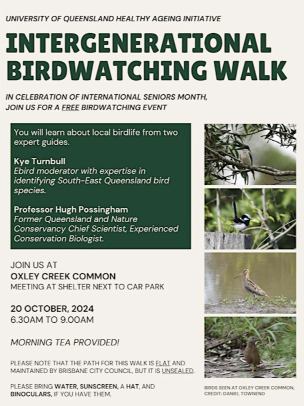 Intergenerational Birdwatching Walk – Sunday 20 October - Queensland ...